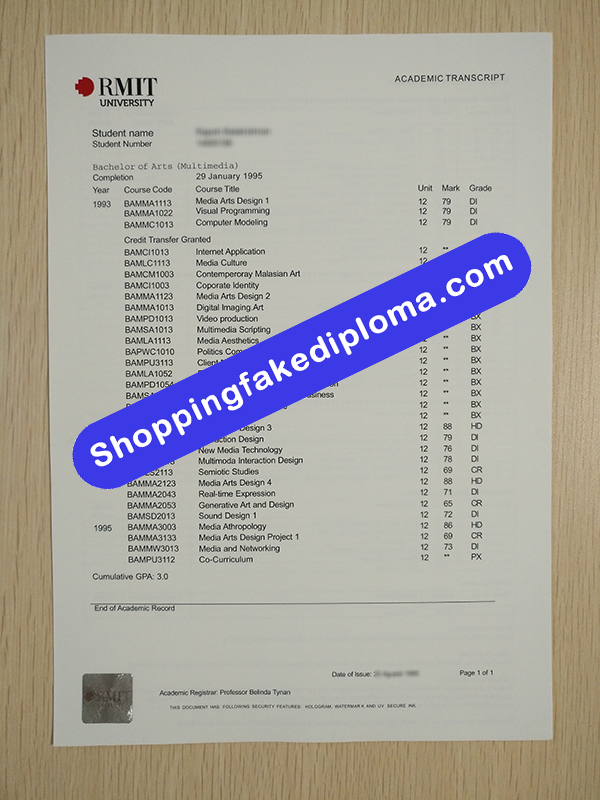 Understanding Your Fake RMIT Transcript: Key Information and ...