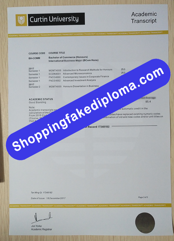 Empowering Future Professionals: Fake Curtin University Transcripts ...