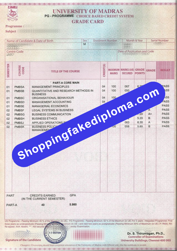 How To Buy Fake University of Madras Transcript | Buy fake Diploma|Buy ...