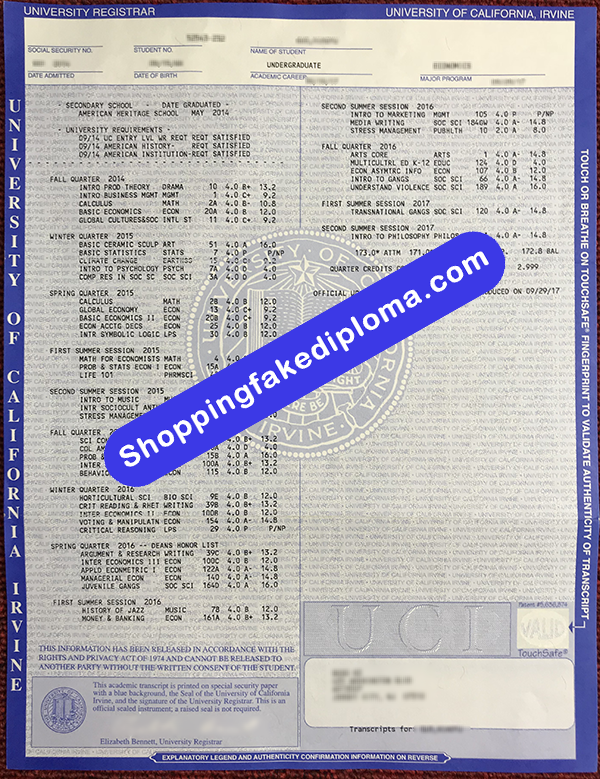 How To Buy University of California, Irvine Transicript | Buy fake ...