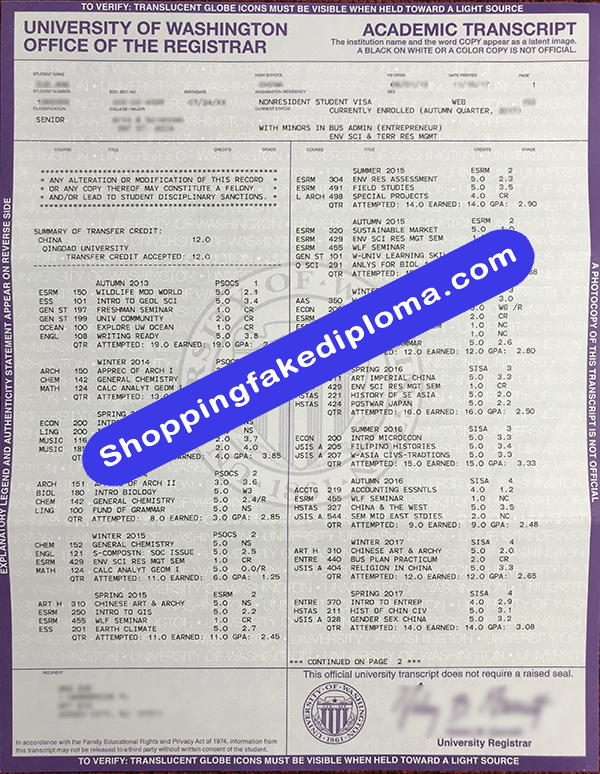 How to Get University of Washington Transcript | Buy fake Diploma|Buy ...